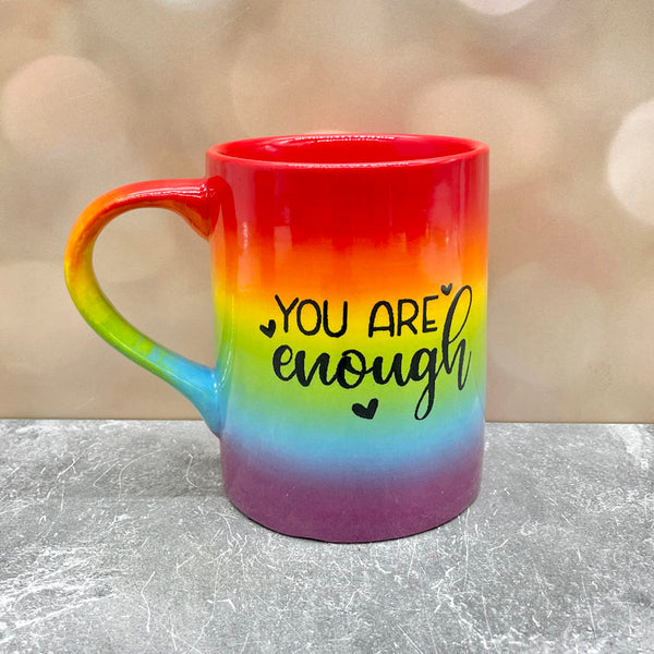 Rainbow Mug You Are Enough RTS - Natalie, Tangle Artistry